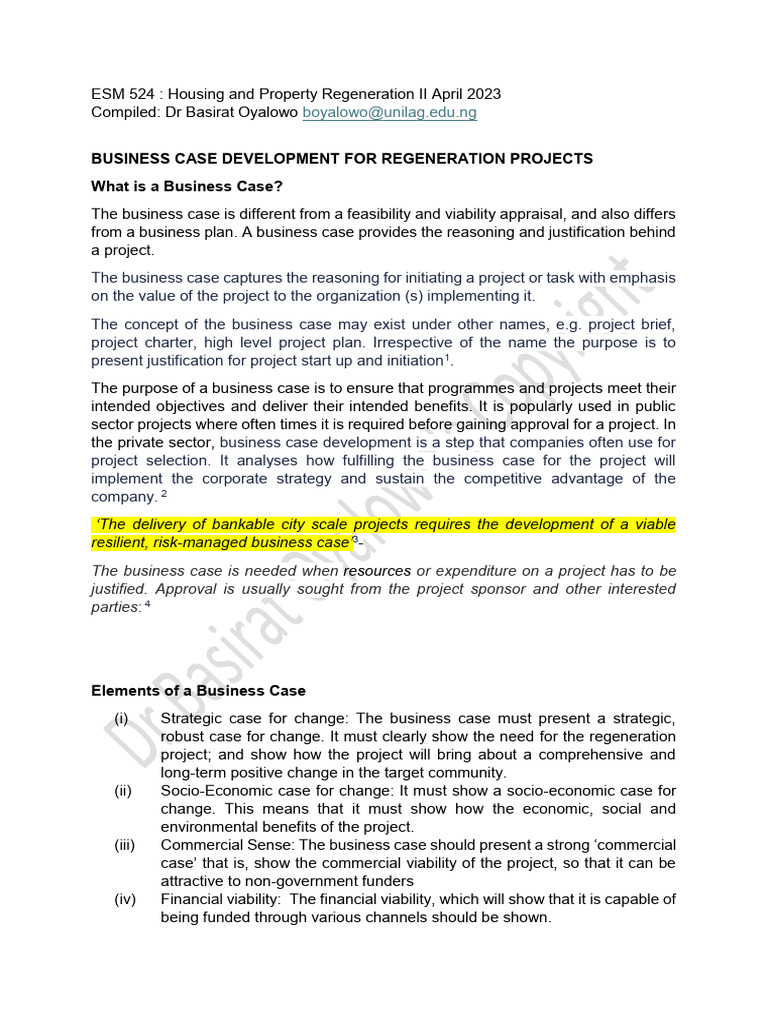 Esm 524 Abridged Version Business Case Proposal | PDF | Business | Economies