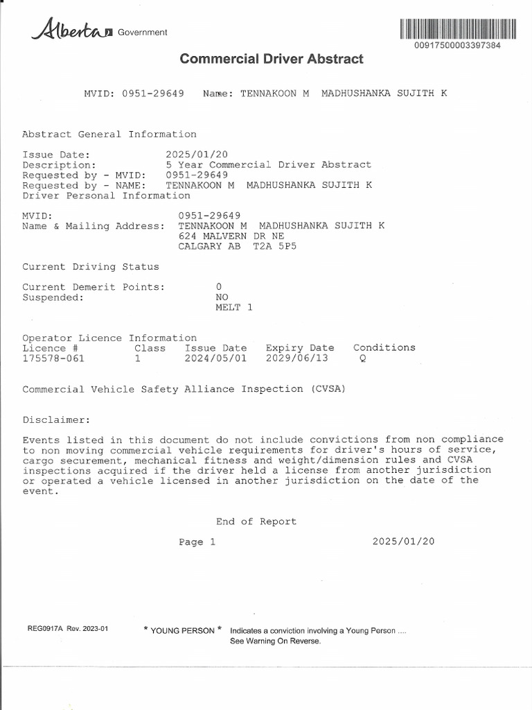 Commersial Driver Abstract - Madhushanka Tennakoon | PDF