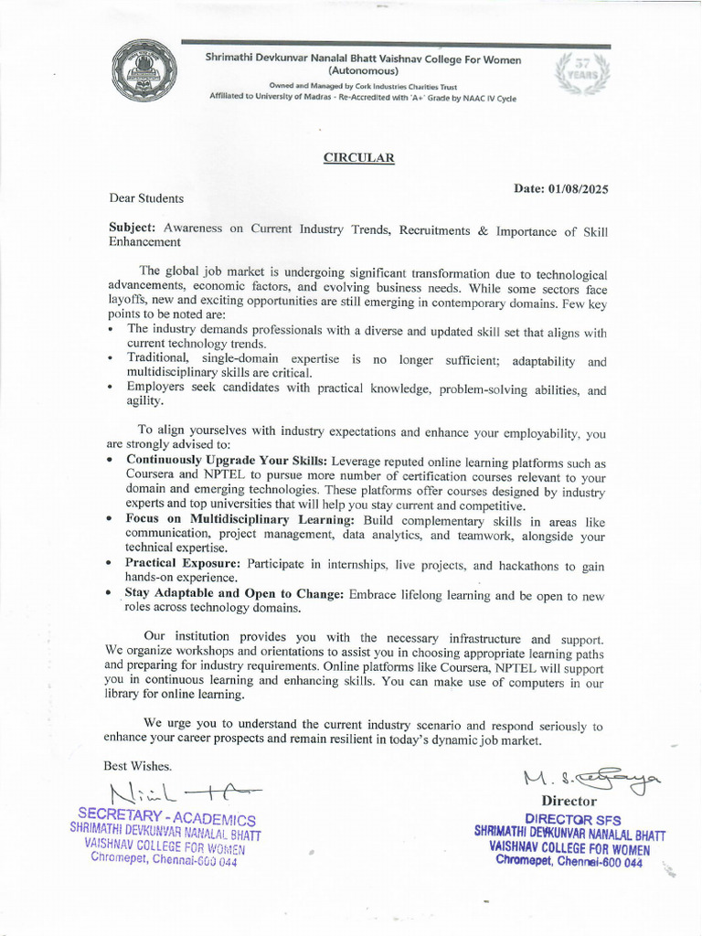 Circular - Awareness - Importance of Skill Enhancement | PDF