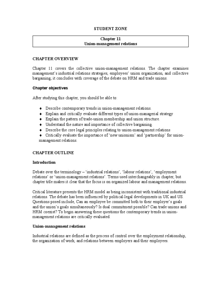 Chapter 11 Union-Management Relations | PDF | Trade Union | Human Resource Management