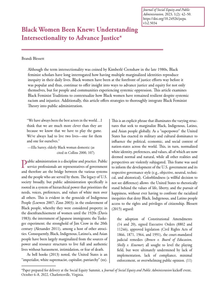 Black Women Been Knew Understanding Intersectionality To 22sfjukm | PDF ...