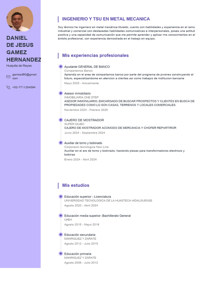 Daniel de Jesus Gamez Hernandez CV | PDF | Microsoft
