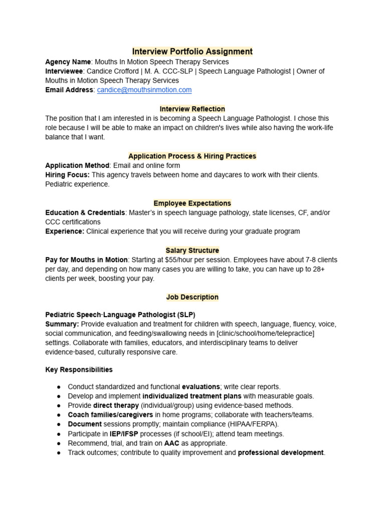 Speech Pathology Interview Insights | PDF | Medicine | Health Care