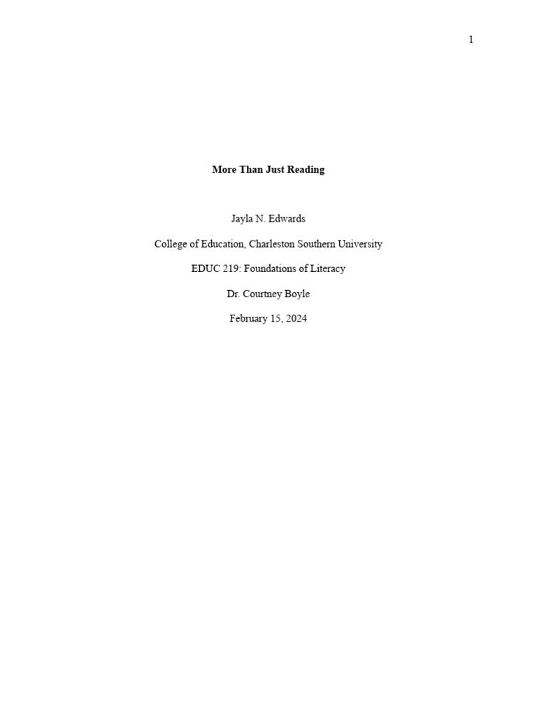 More Than Just Reading - A Reading Journey - Jayla Edwards | PDF ...