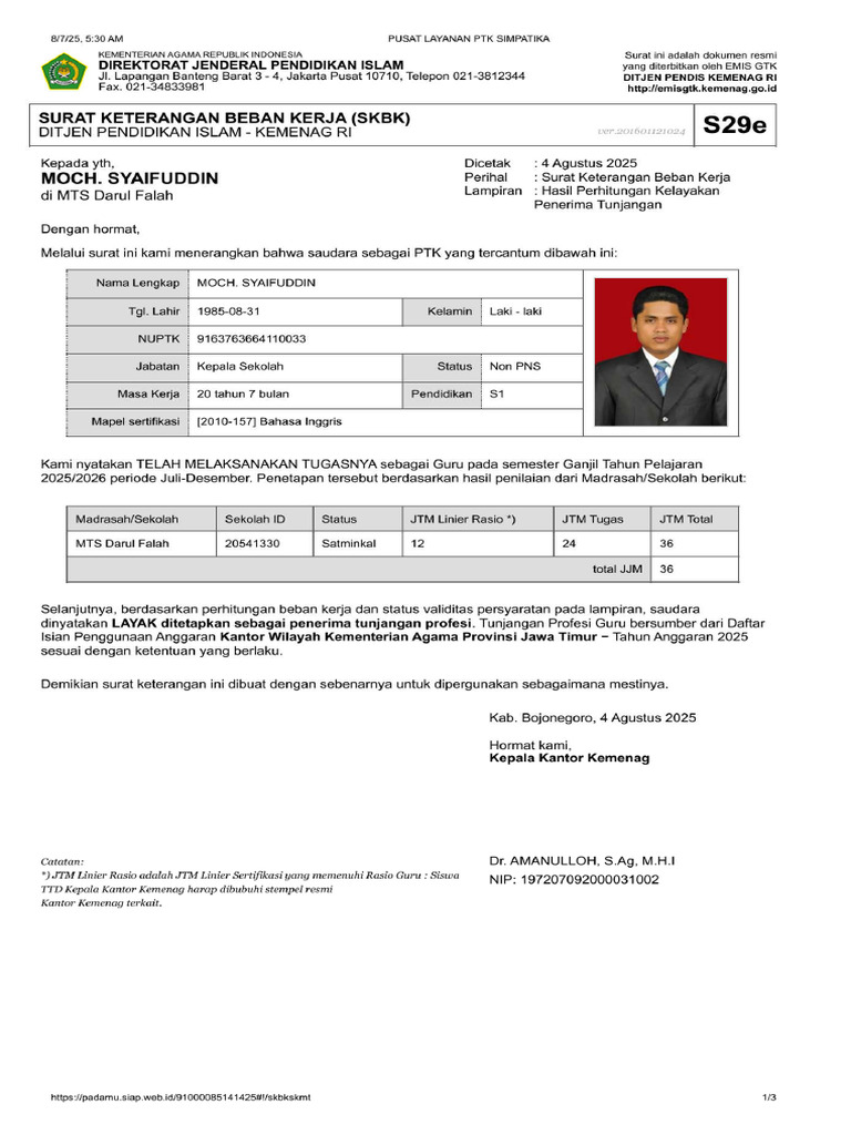 s29 e Mts Darul Falah Ta 25 - 26 s1 | PDF
