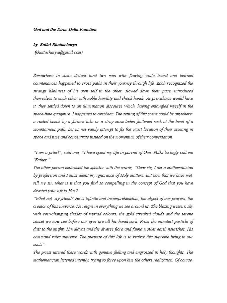God, Math, and the Dirac Delta Function | PDF | Fourier Transform ...