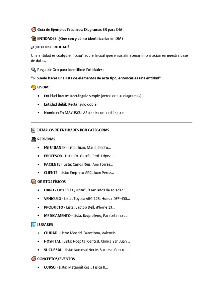Ejemplos de Diagramas ER para DIA | PDF