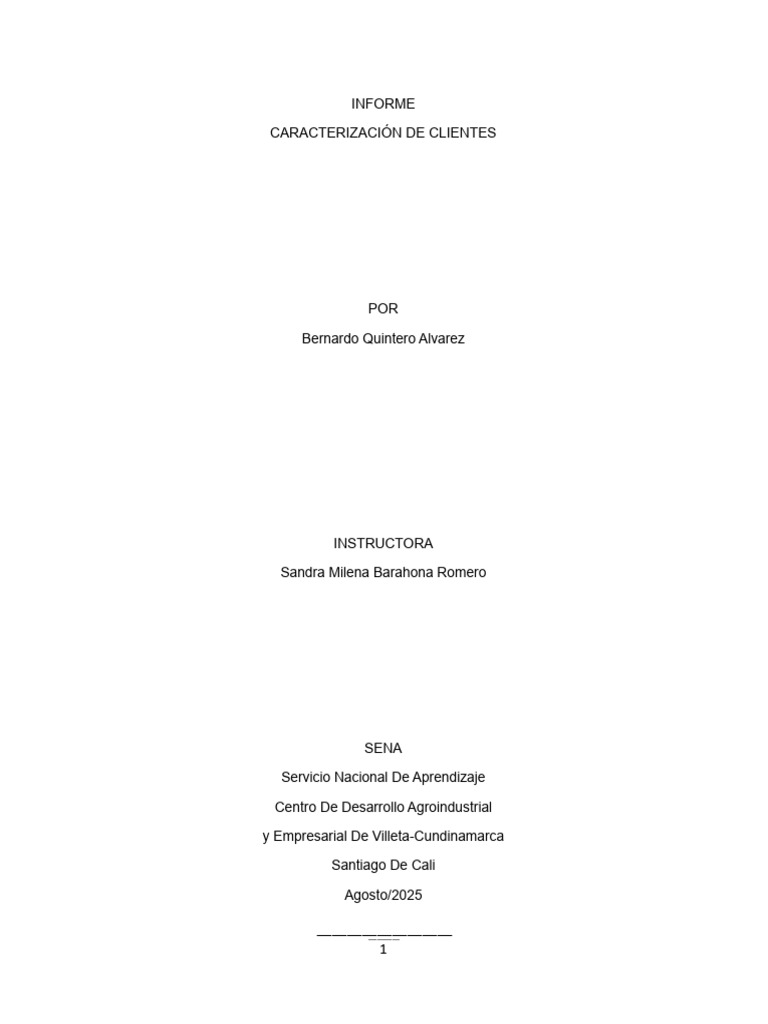 AA1 EV01 Informe de Caracterización de Clientes | PDF | Gestión de la ...