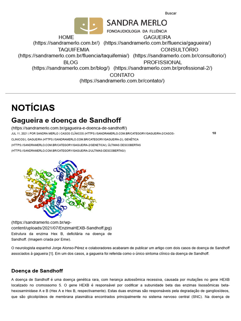 Tema 4 - Gagueira e Doena de Sandhoff Sandra Merlo Fonoaudiologia Da ...