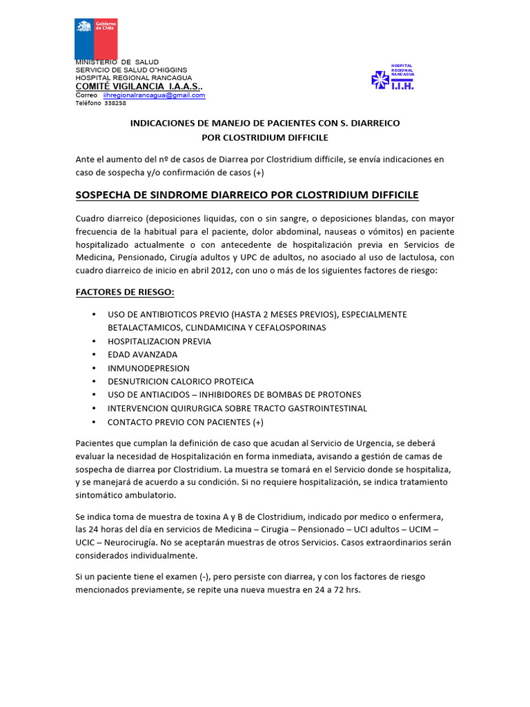 Diarrea Por Clostridium Difficile | PDF | Diarrea | Hospital
