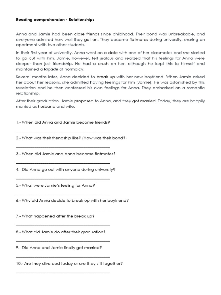 2 - Relationships - Reading Comprehension | PDF
