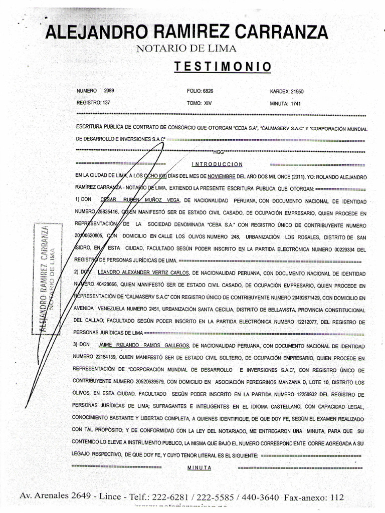 Contrato de Consorcio Peru Amazonas | PDF