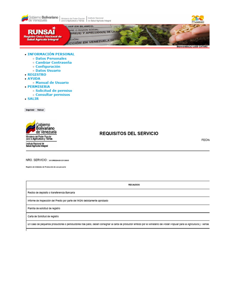 No REQUISITOS Sistema RUNSAI - INSAI | PDF