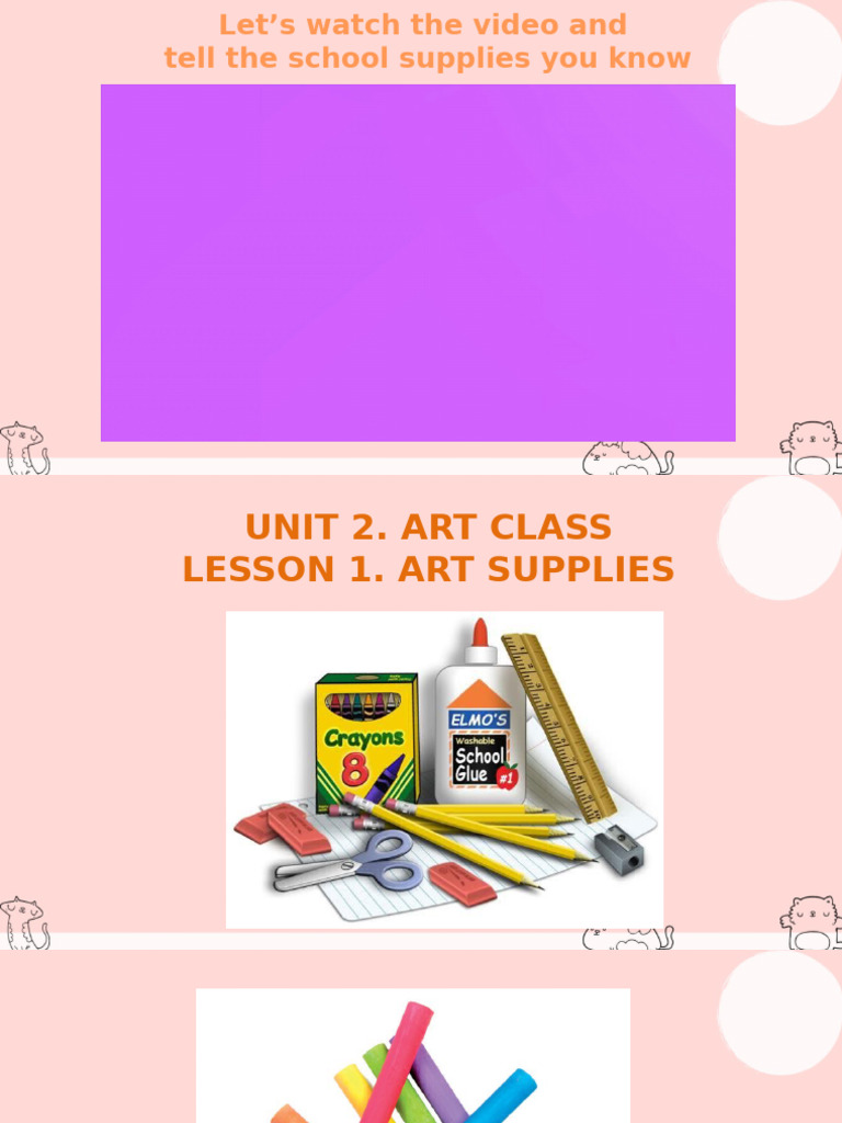 Art Supplies Lesson Plan for Unit 2 | PDF