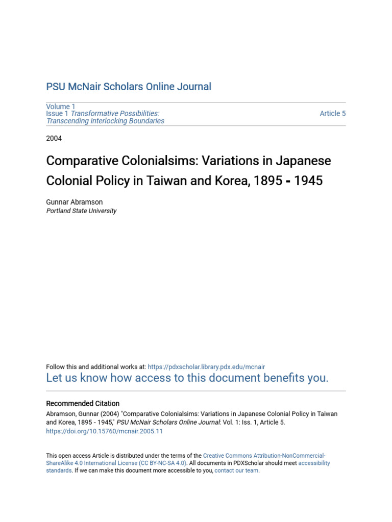 Japanese Colonial Policy in Taiwan & Korea | PDF | Taiwan | Empire Of Japan