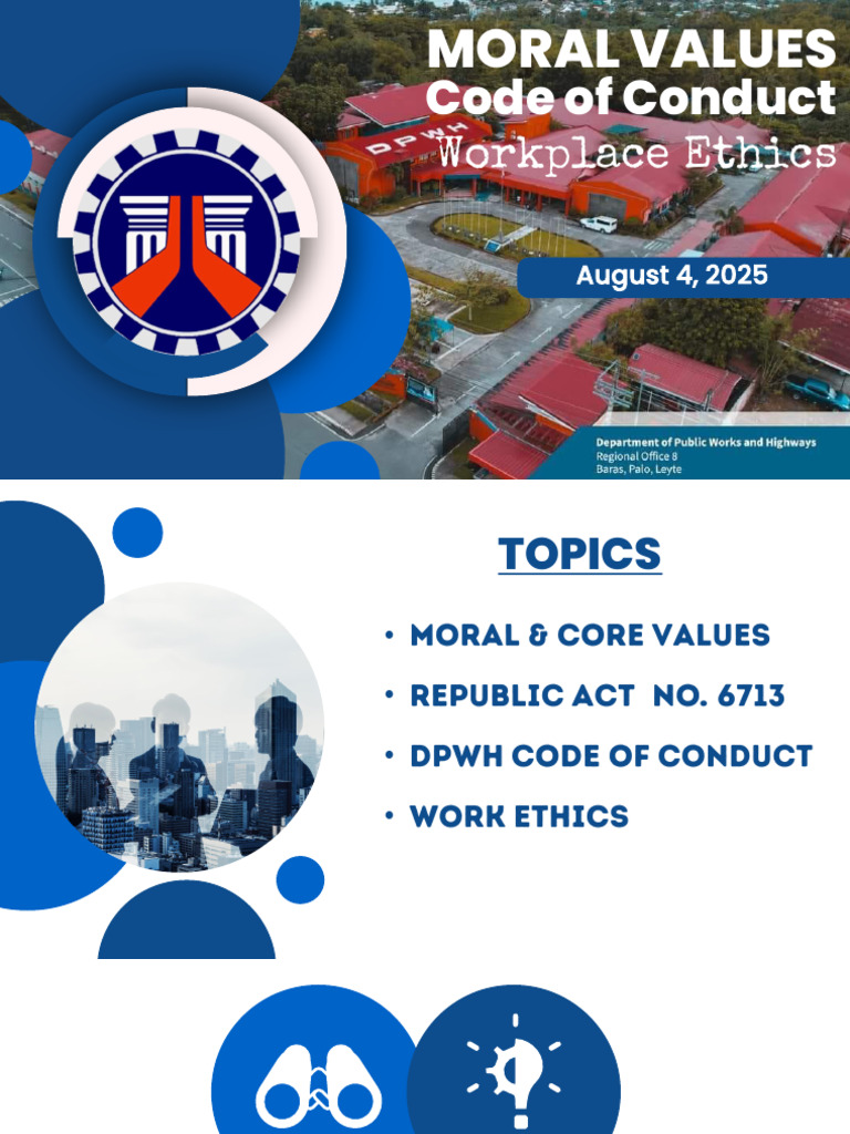 DPWH Code of Conduct and Values | PDF | Value (Ethics) | Integrity