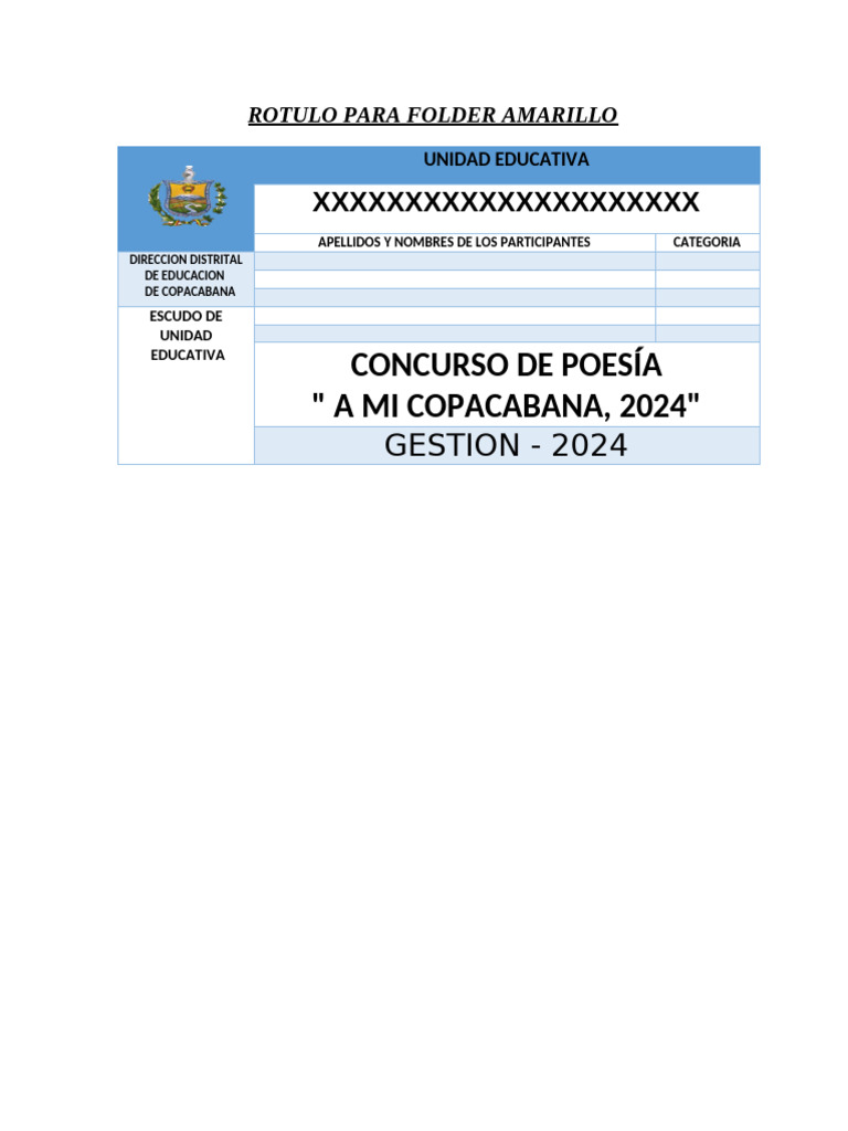 Rotulo para Folder Amarillo | PDF