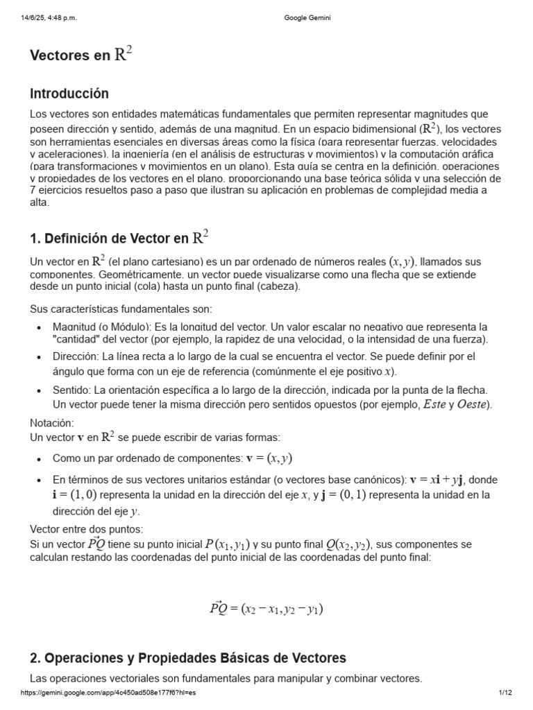 Vectores en R2 B | PDF | Vector Euclidiano | Velocidad