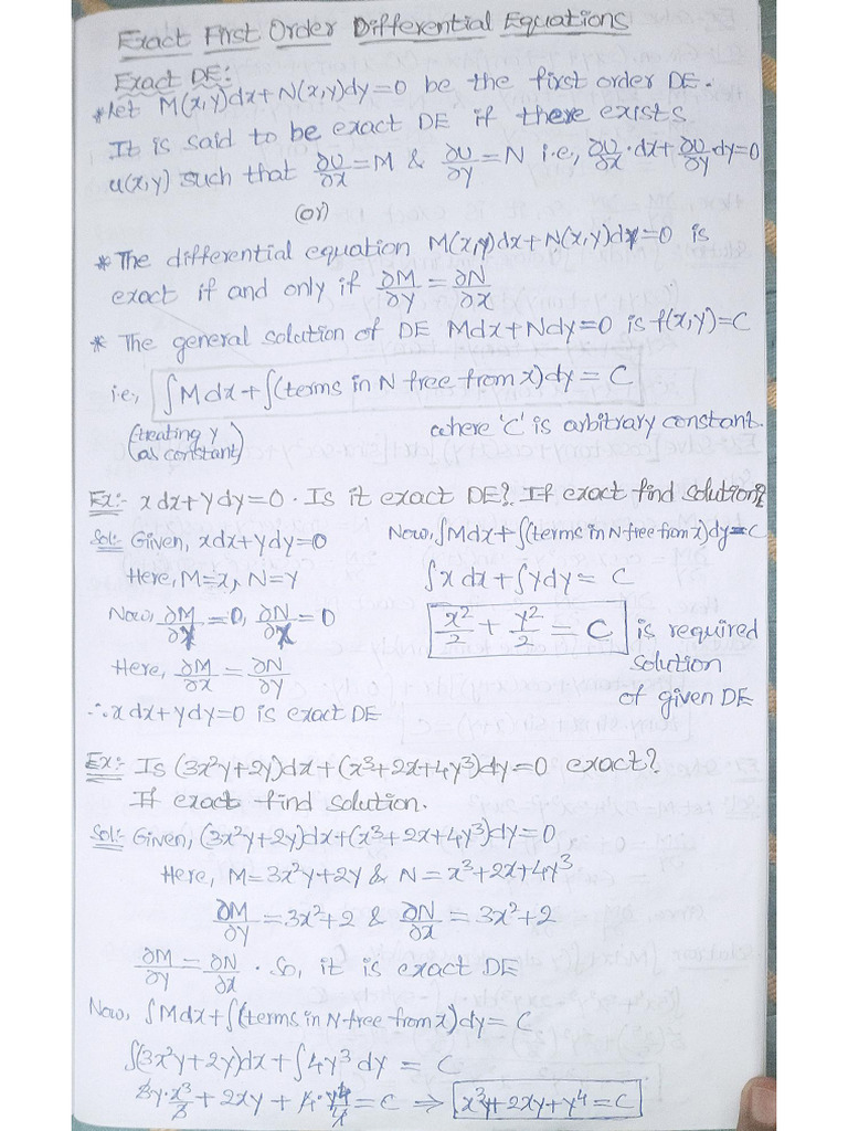 Exact Differential Equations | PDF