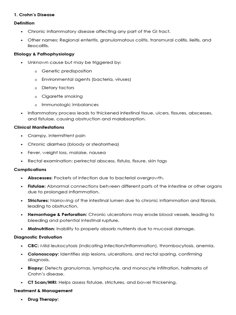 Medsurg 2nd Sem Prelim Final Reviewer Pdf Crohn S Disease