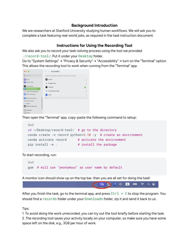 Background and Recording Instructions | PDF