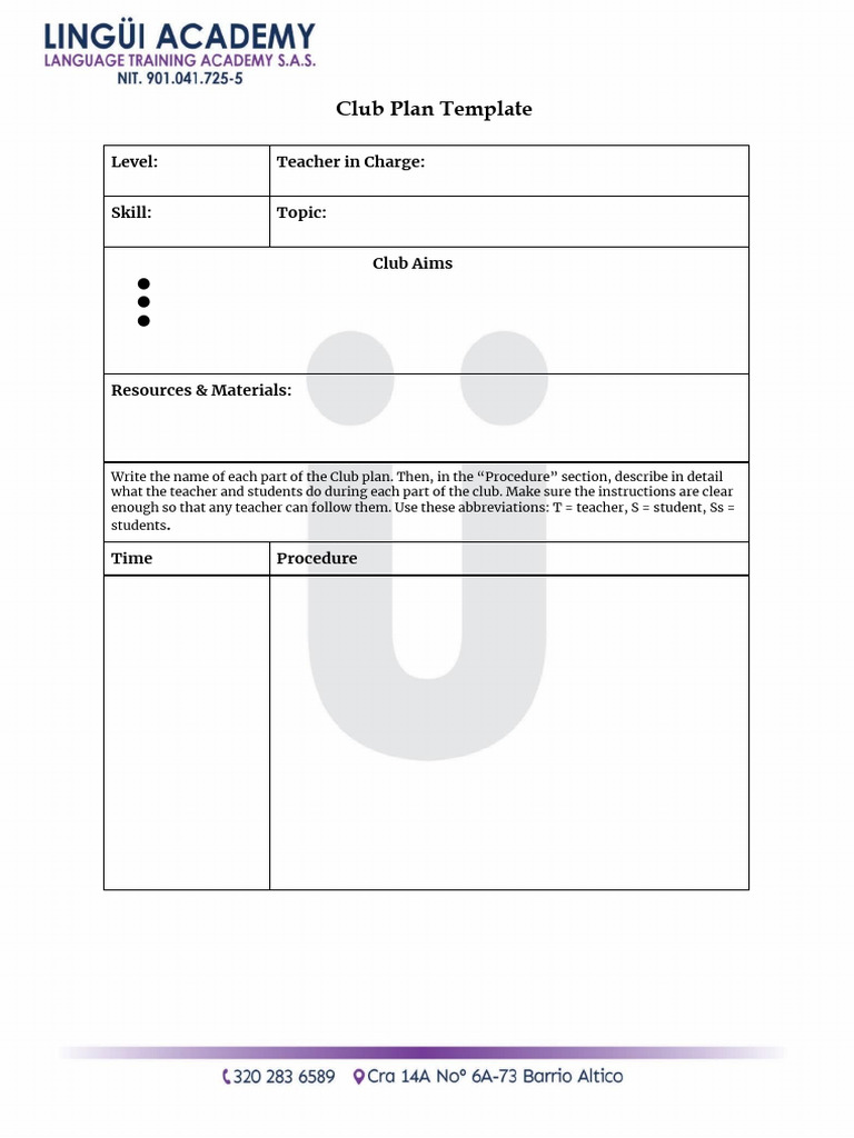 Club Template | PDF
