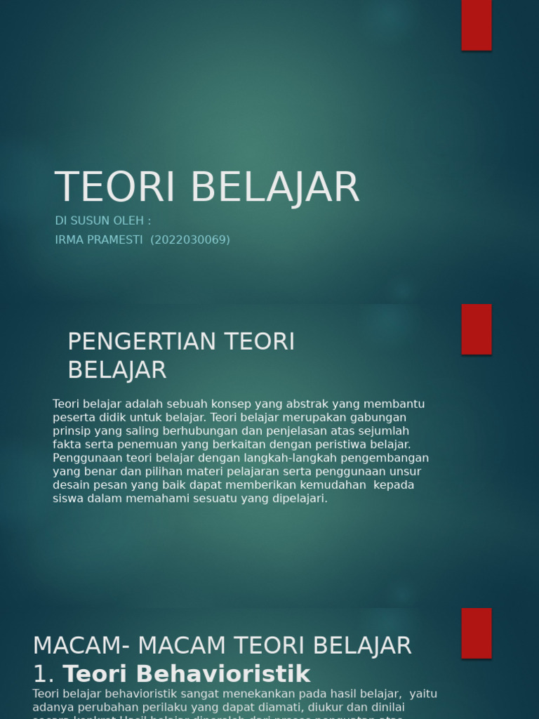 Teori Belajar: Jenis dan Analisis | PDF