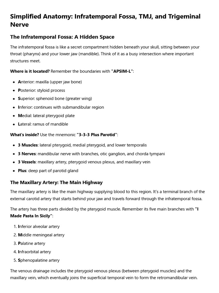 Infratemporal Fossa & TMJ Anatomy Guide | PDF | Human Anatomy | Human ...
