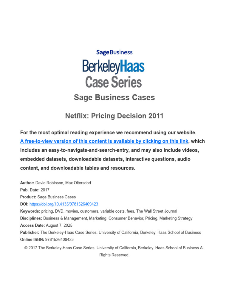 Netflix Pricing Strategy Case Study | PDF | Subscription Business Model ...