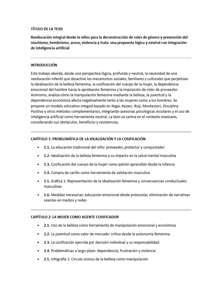 Reeducación Integral Desde La Niñez para La Deconstrucción de Roles de ...