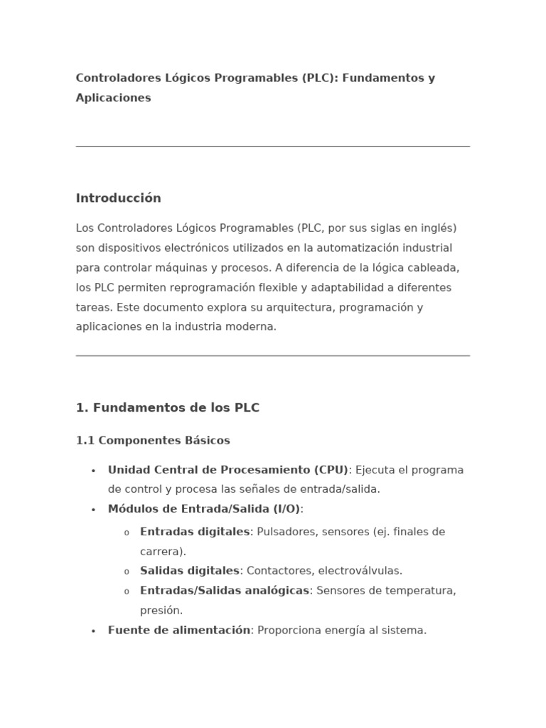 Fundamentos y Aplicaciones de PLC | PDF | Controlador lógico ...