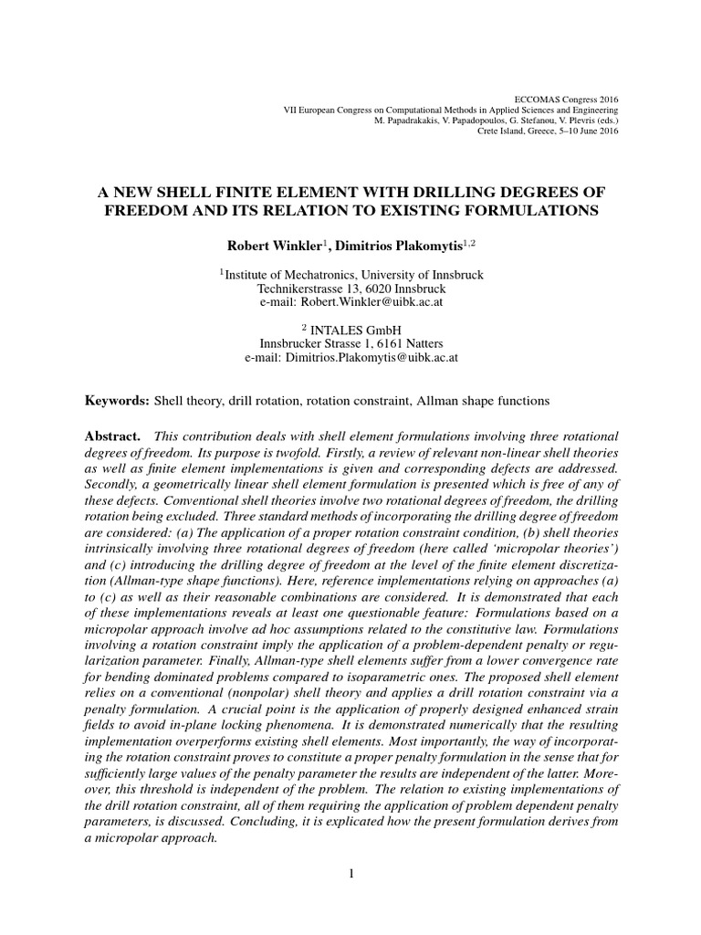 A New Shell Finite Element With Drilling Degrees of Freedom and Its Relation To Existing ...