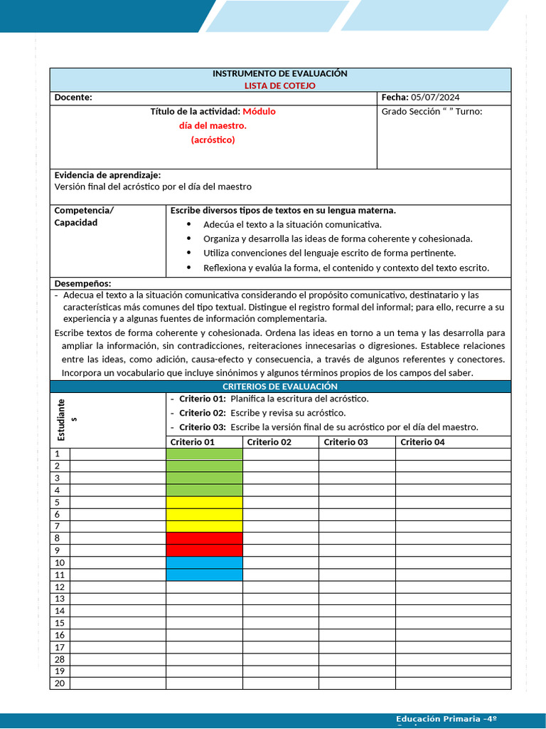 COM 4° - INSTR. 05 DE JULIO | PDF | Modificación de comportamiento | Cognición