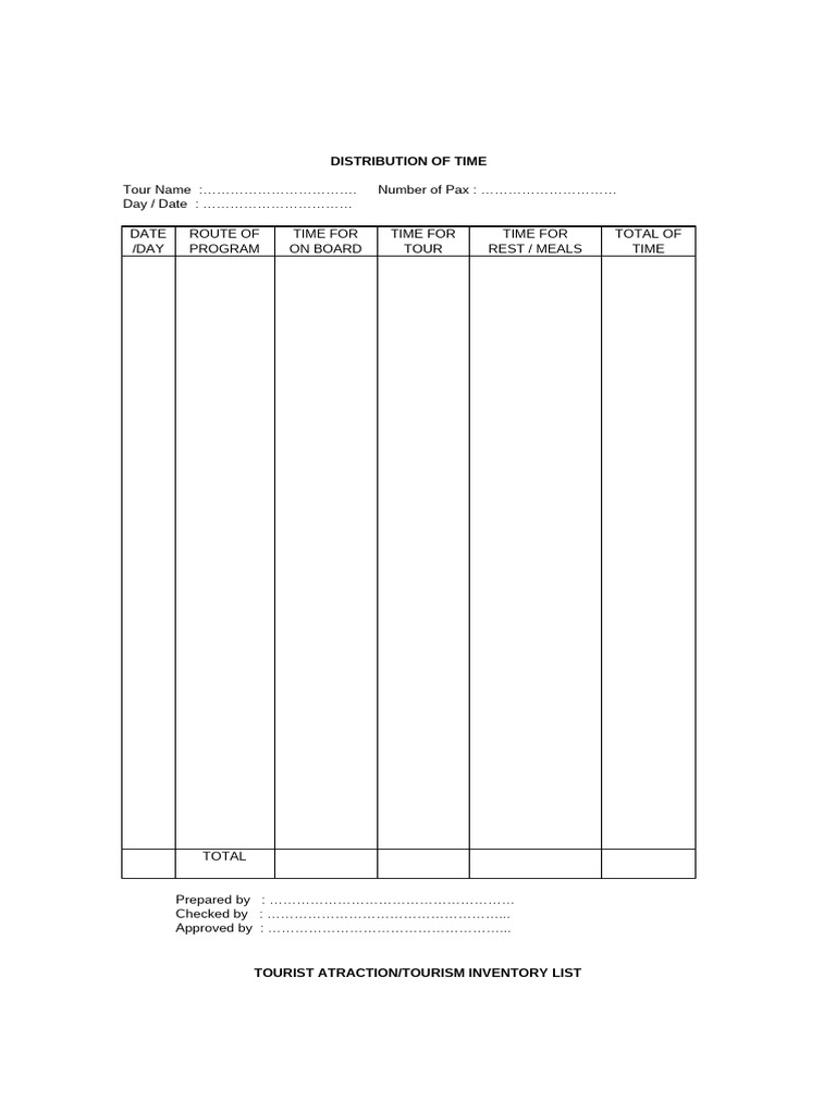 Tour Program Format Overview | PDF | Transport | Service Industries