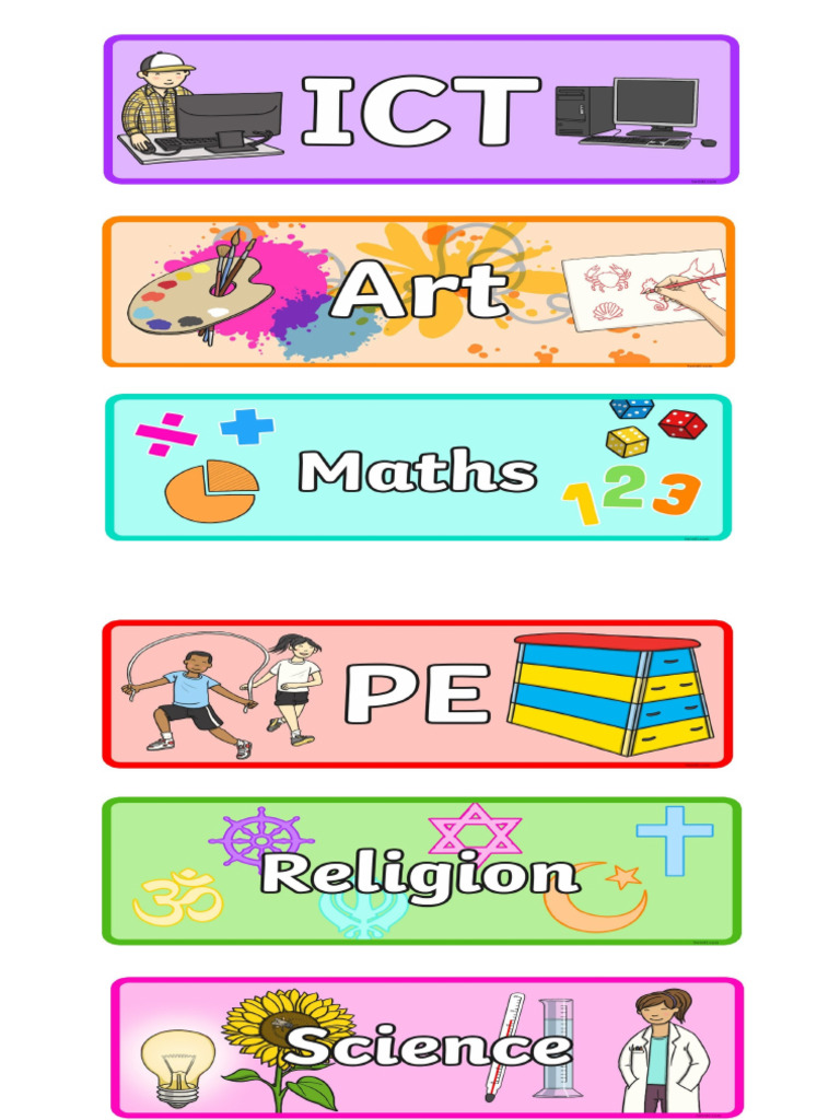 Subject Display Signs Ver 18 | PDF