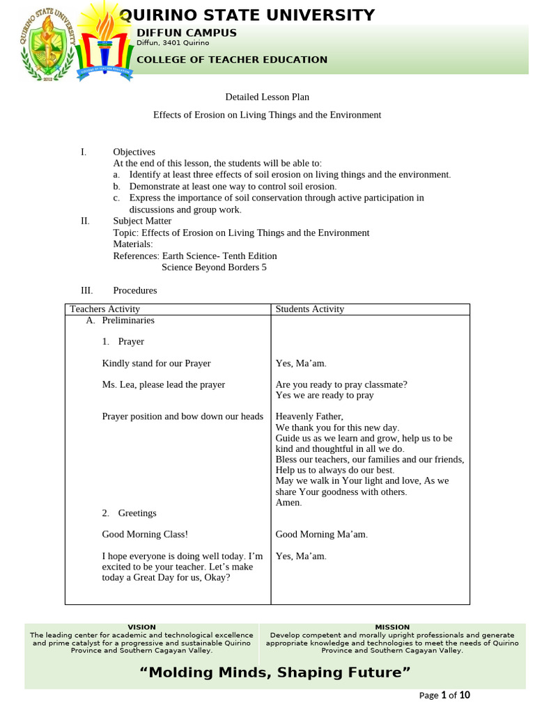 Effects of Erosion on Ecosystems Lesson Plan | PDF | Soil | Erosion