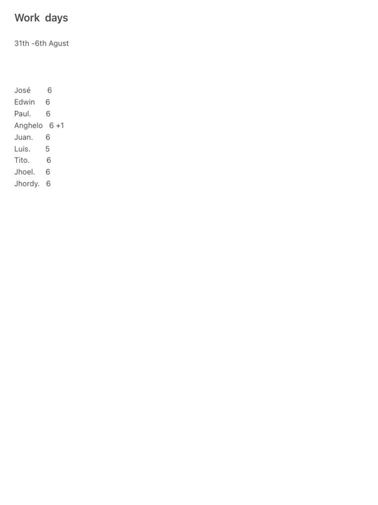Work Days 5 | PDF