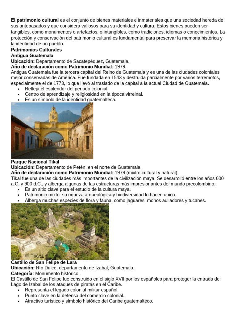 Patrimonio Cultural de Guatemala | PDF | Guatemala | Patrimonio cultural