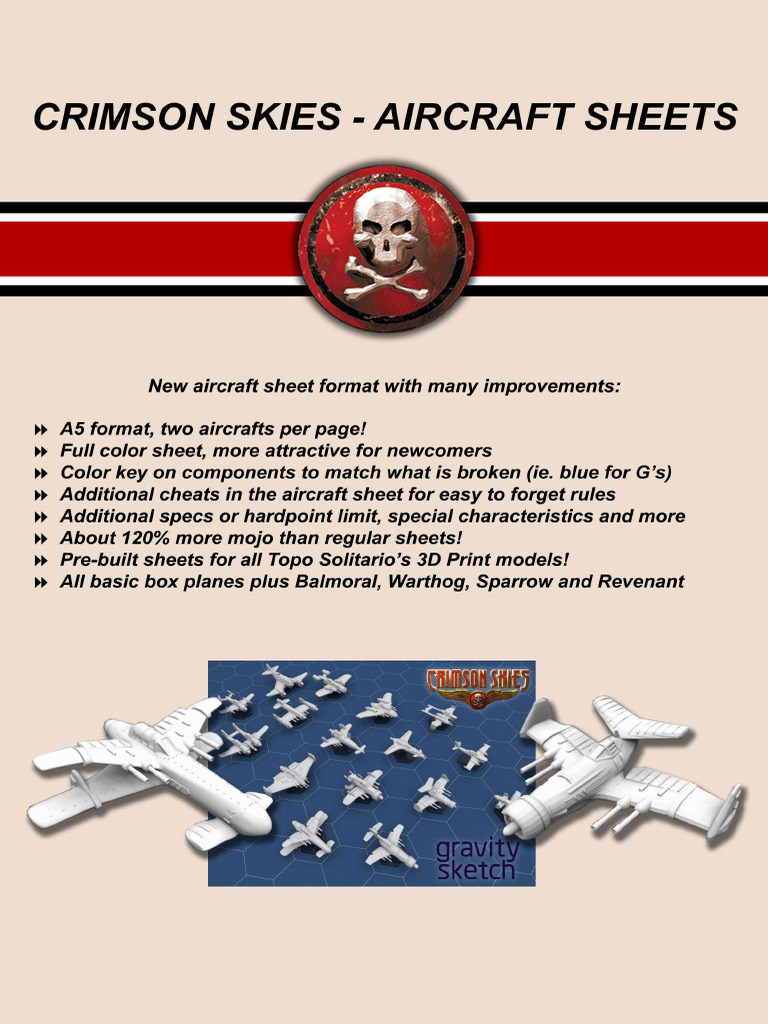 Crimson Skies - Aircraft Sheets | PDF