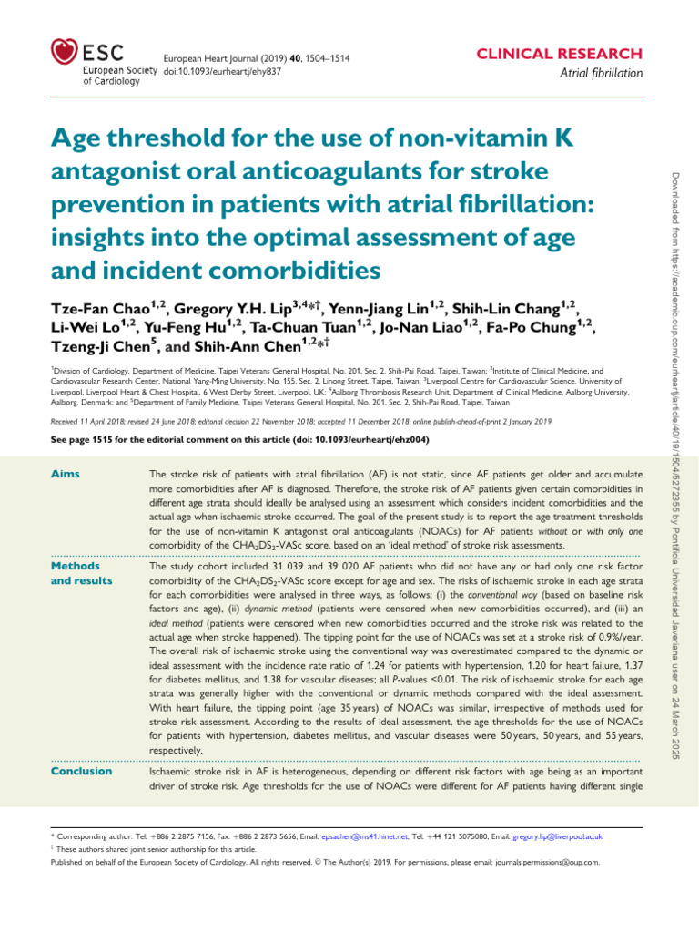 Tze-Fan Chao Gregory Y.H. Lip Yenn-Jiang Lin Shih-Lin Chang Li-Wei Lo Yu-Feng Hu Ta-Chuan Tuan ...