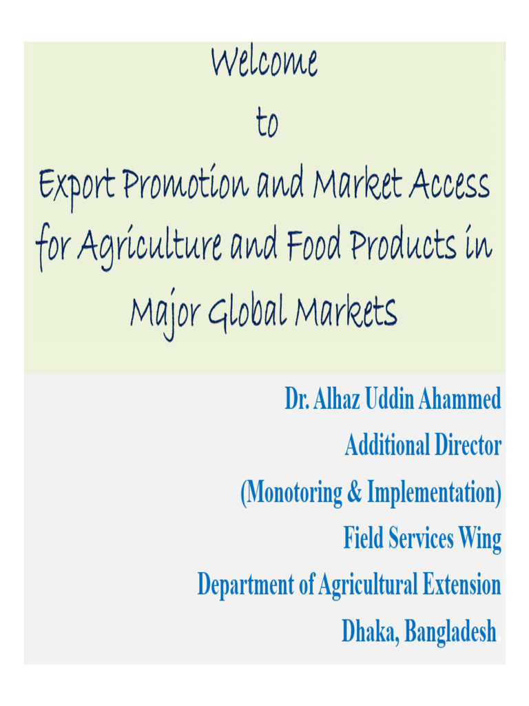Bangladesh - Export Promotion and Market Access | PDF | Market Access