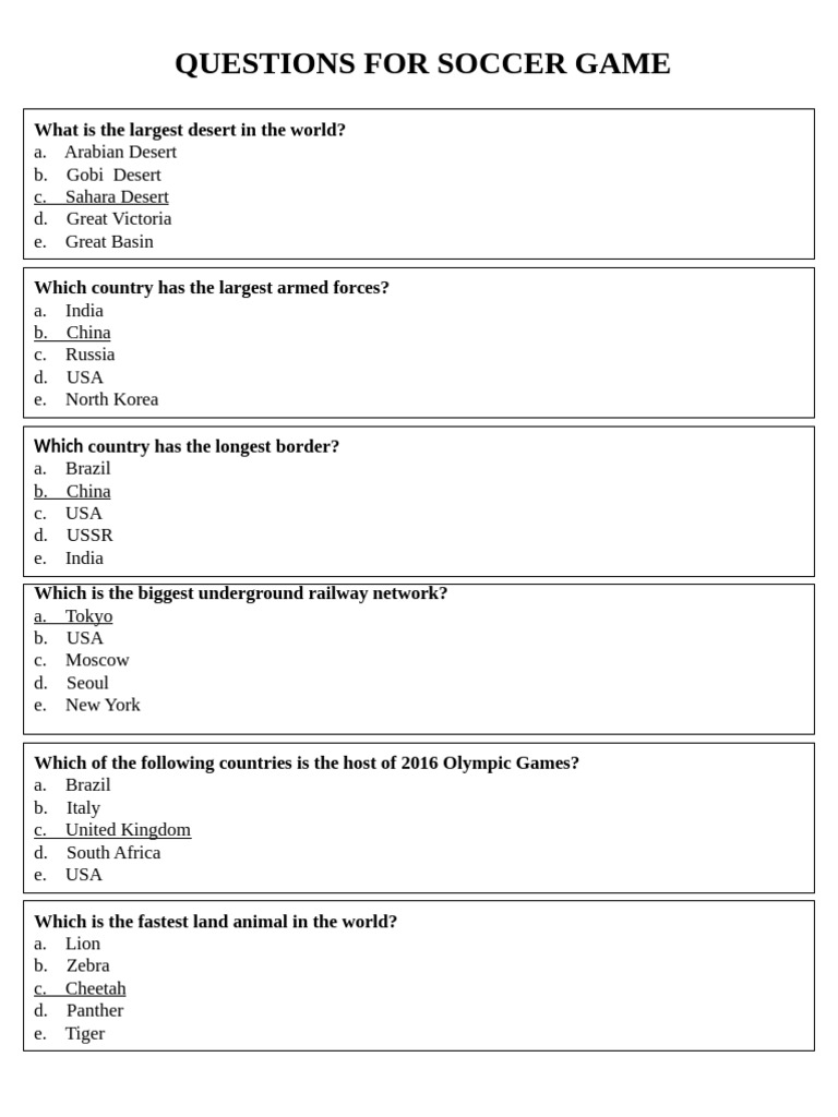Trivia Questions for Soccer Game | PDF | Linguistics | Formula One