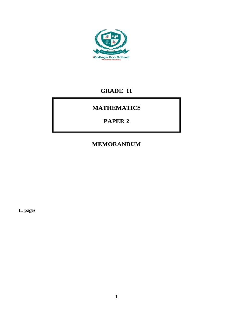 Grade 11 Mathematics Paper 2 Memo | PDF | Mathematics | Elementary Geometry