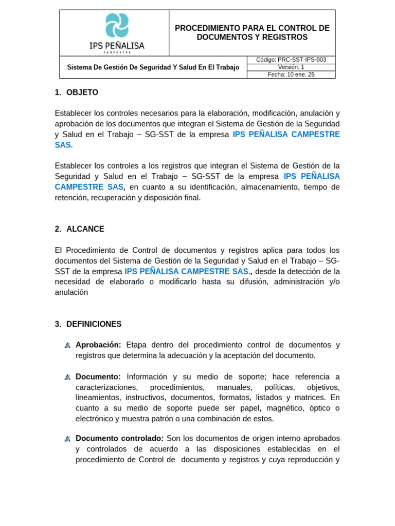 PRC-SST-ACE-003 Procedimiento Control de Documentos y Registro | PDF | Documento | Informática