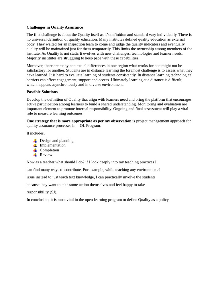 Quality Assurance Challenges in Education | PDF