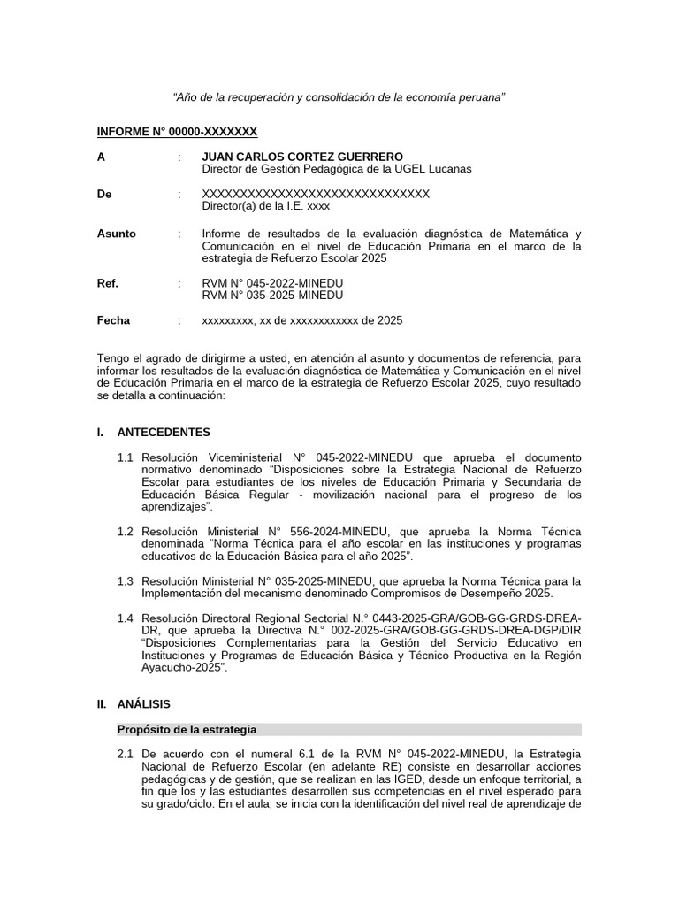 Informe de Resultados Eval. Diag 6° A | PDF | Evaluación | Aprendizaje