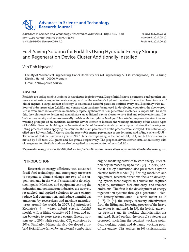 Fuel-Saving_Solution_for_Forklifts_Using_Hydraulic | PDF | Hybrid Vehicle | Engines