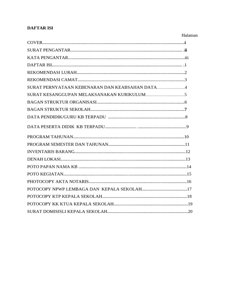 Daftar Isi Proposal Pendidikan | PDF