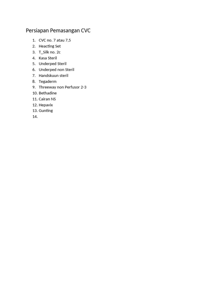Persiapan Pemasangan CVC | PDF