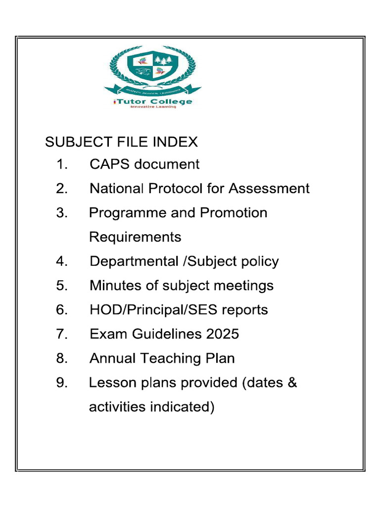 Subject File Index | PDF